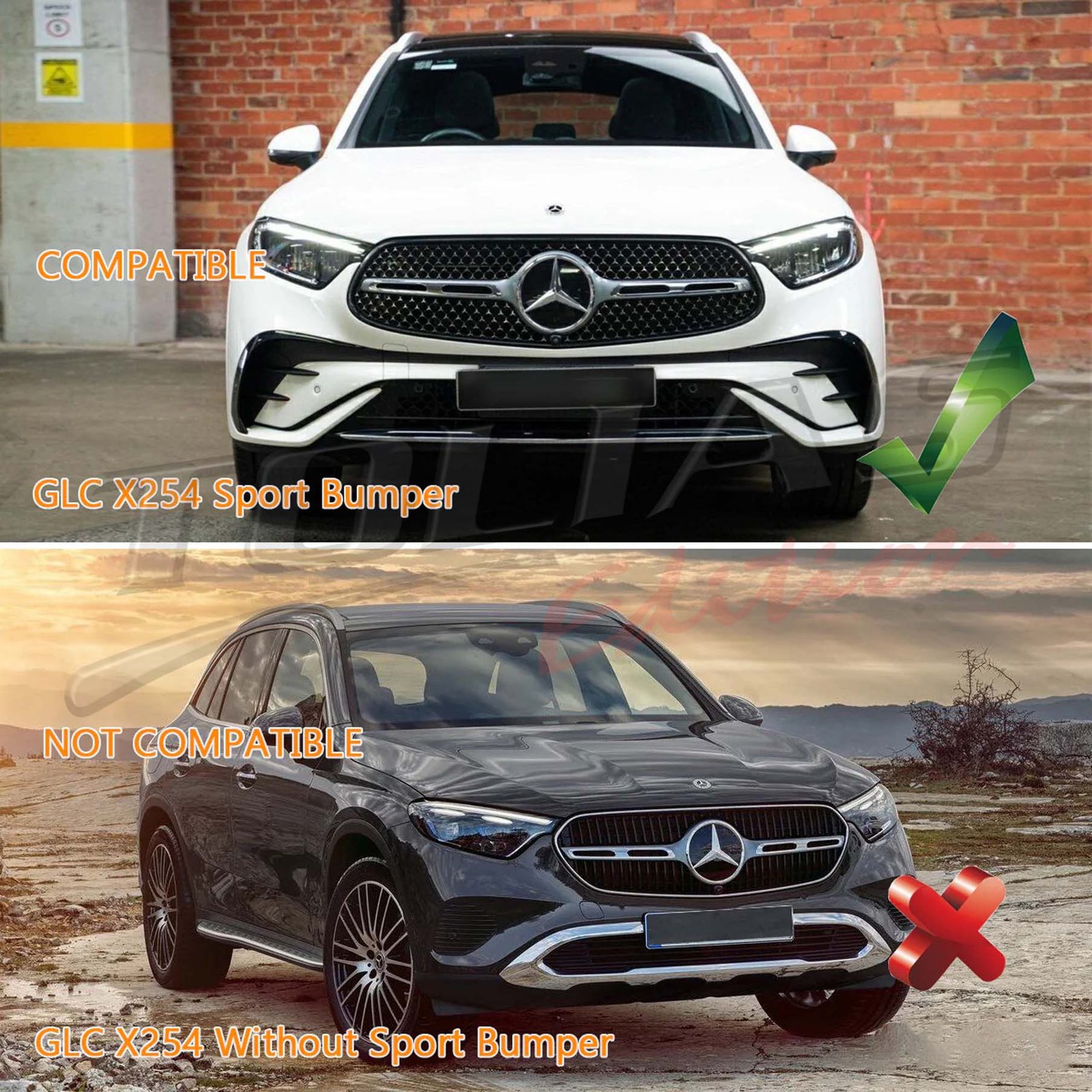 MERCEDES GLC X254 23- SUV & C254 23- COUPE GRILLE TYPE GT TOTAL BLACK ...